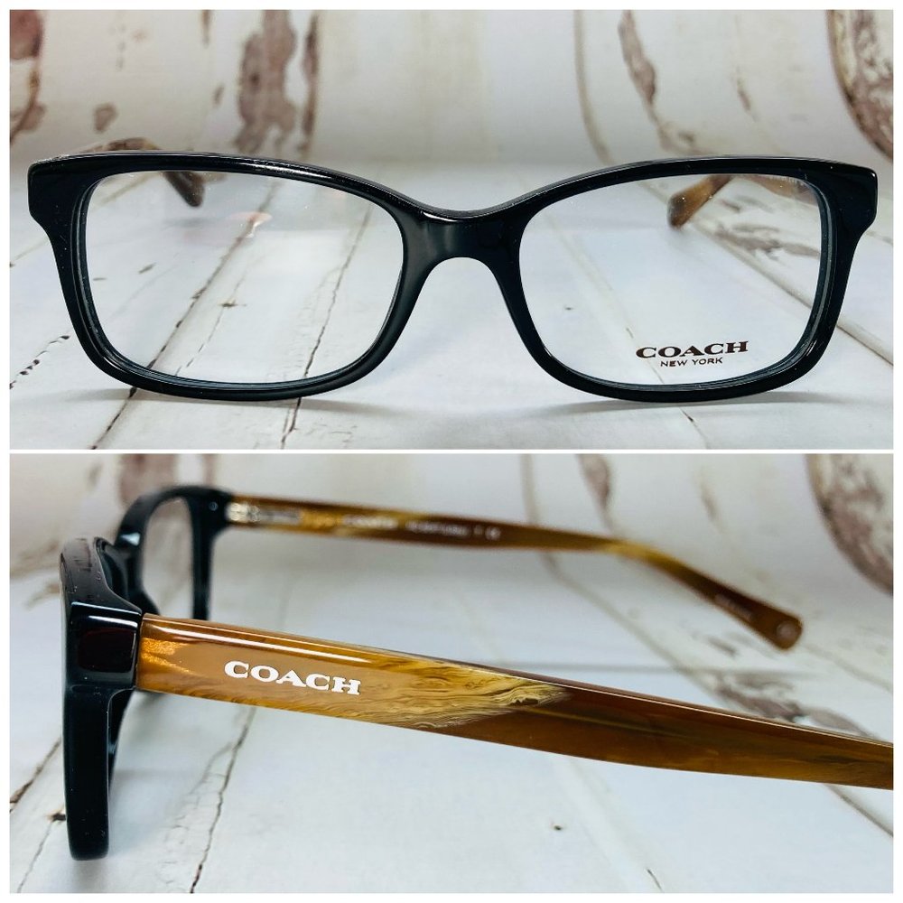 Coach Rectangular Black And Brown Eyeglasses Glasses Fr Gem